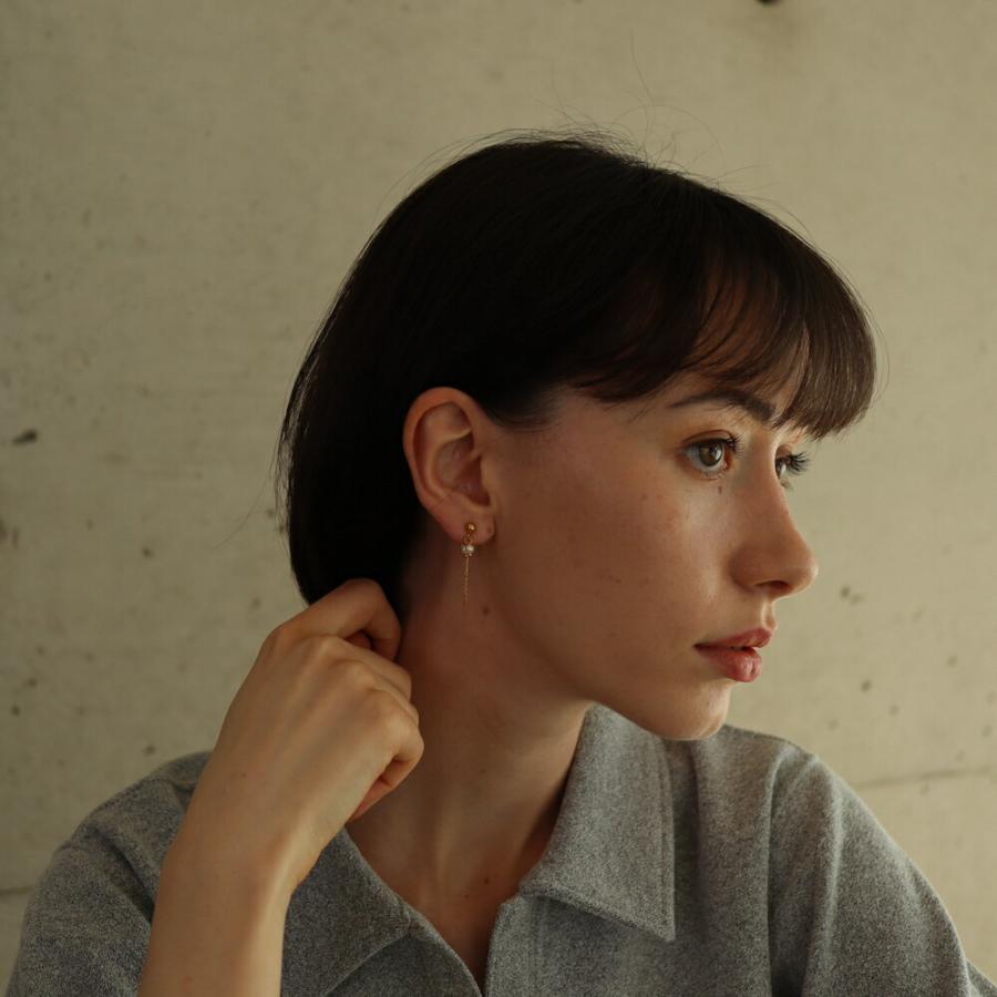 AJIRO ACCESSORY ピアス サージカルステンレス ゴールド ステンレス ゴールド キャッチ パール 淡水パール 揺れる アレルギー ...