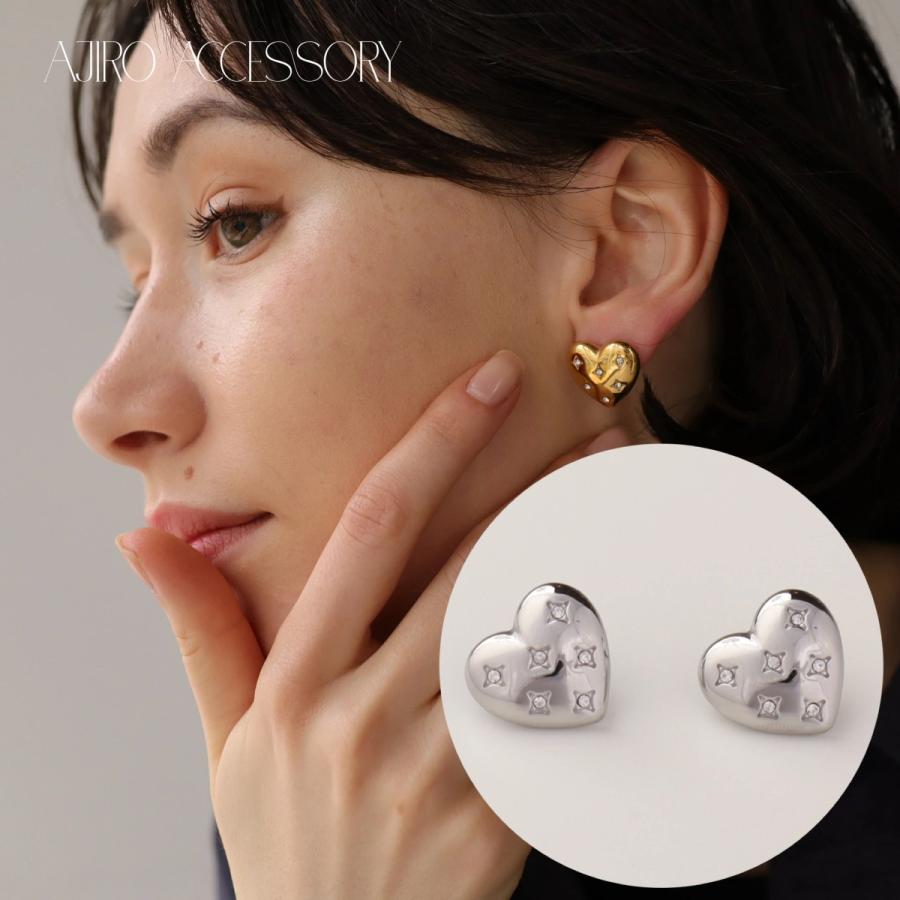 AJIRO ACCESSORY ピアス アレルギー対応 レディース 金属アレルギー対応 大ぶり サージカルステンレス ゴールド シルバー ...