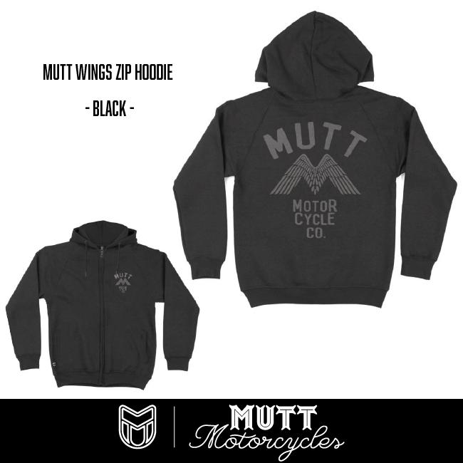 MUTT MOTORCYCLES APPAREL Mutt Wings Zip Hoodie Black マット モーターサイクル アパレル ...