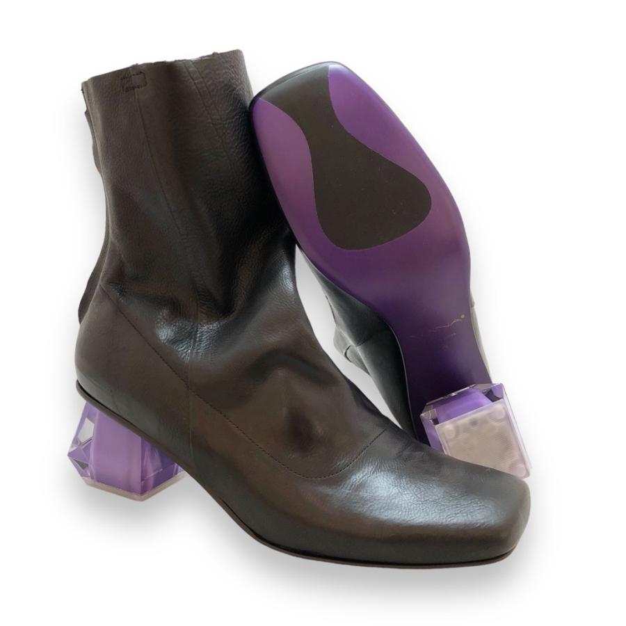 2023秋冬新入荷 MANA マナ ブーツ ショート アートヒール スクエア 一枚革 靴 537076 :88mn537076:あかい靴 ...