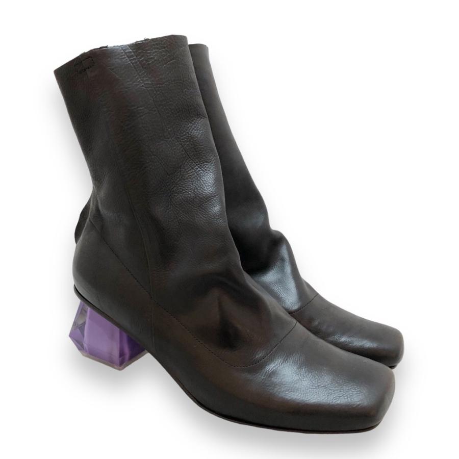 MANA マナ ブーツ ショート アートヒール スクエア 一枚革 靴 537076 : あかい靴 - 通販 - Yahoo!ショッピング