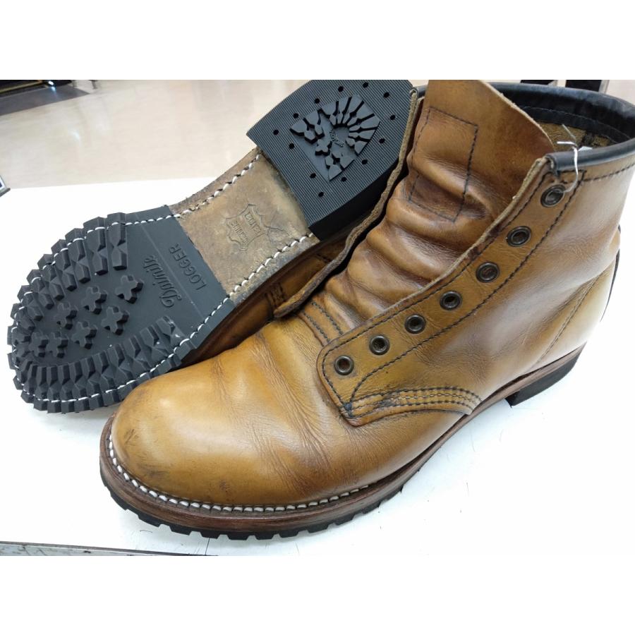 靴修理 dainite loggerハーフソール + vibram 430 ヒール ブーツ修理 レッドウイング ベックマン ダイナイトロガー ...