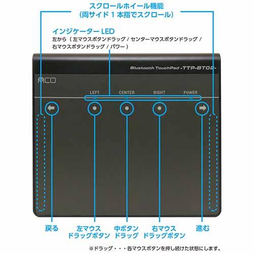 ミヨシ MCO Bluetooth高精度 タッチパッド TTP-BT02 マルチジェスチャー 仮想デスクトップ ショートカット ドラッグアンドドロップ機能【送料無料c】Touch pad ...