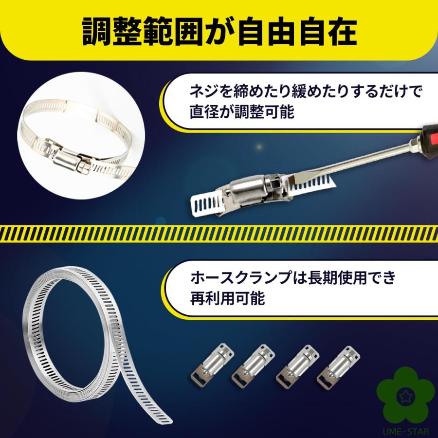 UME-STAR ホースバンド 8mm幅 ステンレス クランプ バンド 自在バンド 長さ 2m 留め具 4個 : あかるストア - 通販 - Yahoo!ショッピング