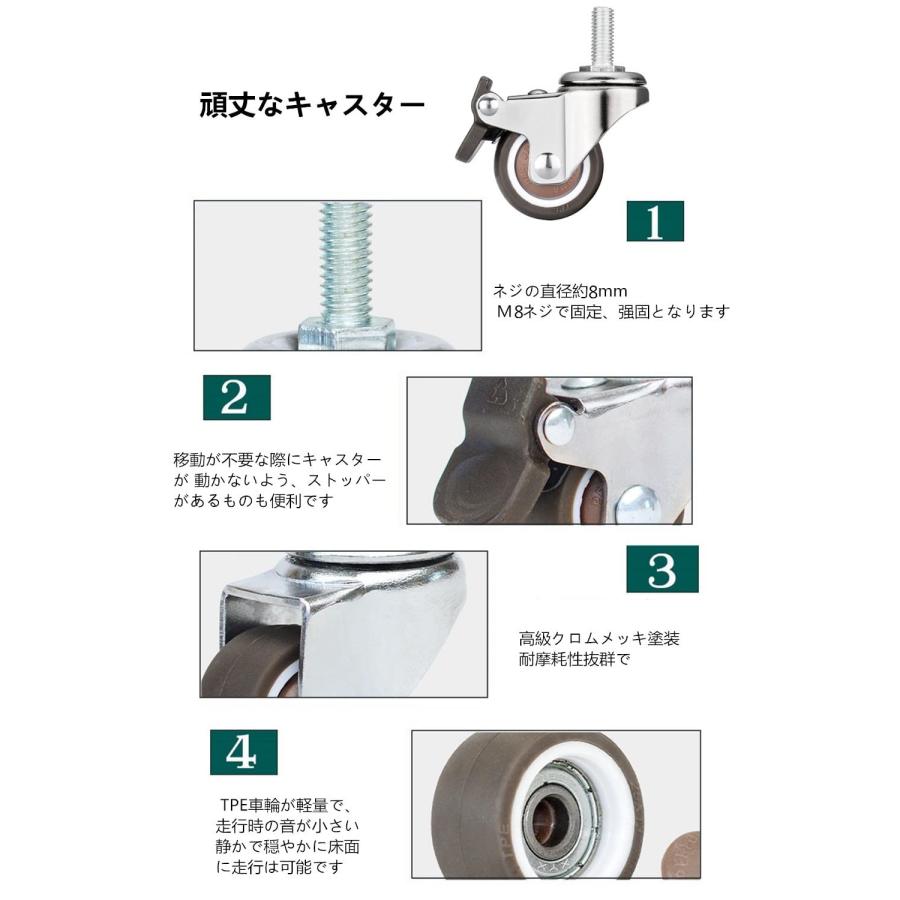 YFFSFDC ネジ式 キャスター M8ネジ ブレーキ付き 4個セット 360度回転 静音 自在車キャスター 1.5インチ TPEゴム輪 取替え : あかるストア - 通販 - Yahoo ...