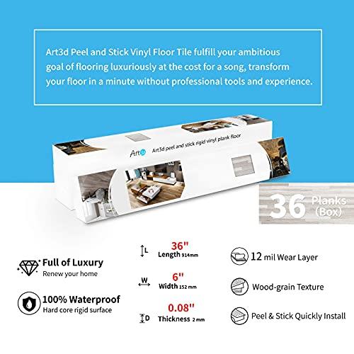 Art3d 36枚 フロアタイル 木目 置くだけ 接着剤不要 クッションフロア 防水 滑り止め 厚手 賃貸ok 床 シート フローリングマット ...