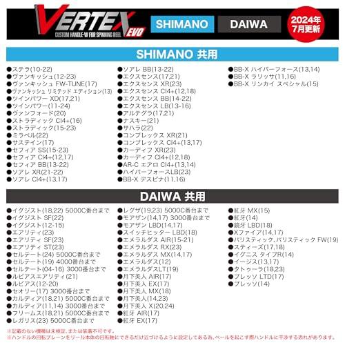 DRESSカスタムハンドル W Vertex EVO スピニング用 DAIWA用 90mm