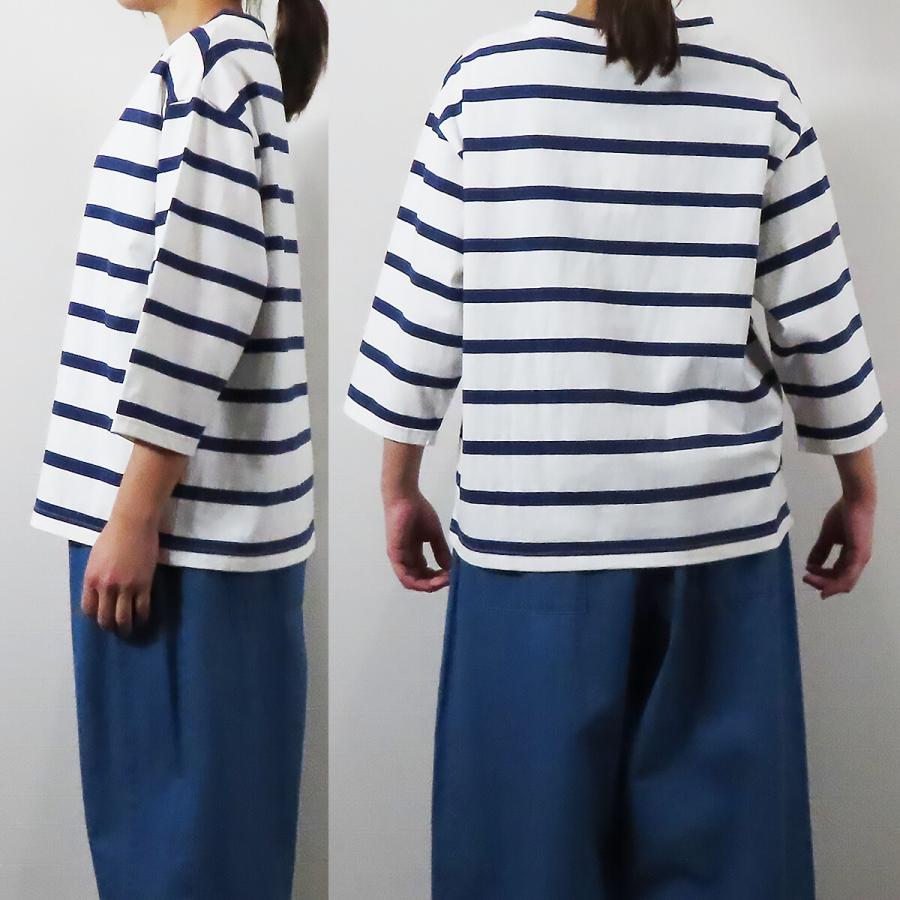 Bliss bunch ブリスバンチ Bliss Bunch 16/-OE天竺ボーダーボトルネックワイド7分袖プルオーバー（O/WHITE×BLUE/O/WHITE×SUMIKURO ...