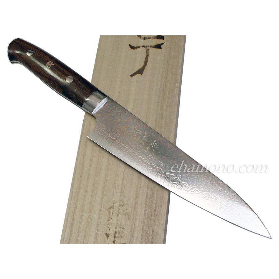 佐治武士作 V金10号W有色ダマスカス 牛刀180 アイアンウッドハンドル : ehamono Yahoo!店 - 通販 - Yahoo!ショッピング