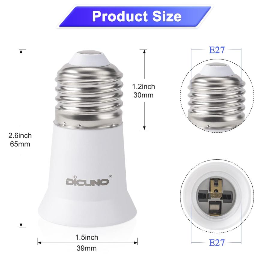 DiCUNO E26→E26延長ソケット 口金延長アダプター 約3CM延長する 2個セット : KENちゃんSHOP2-2-2 - 通販 - Yahoo!ショッピング