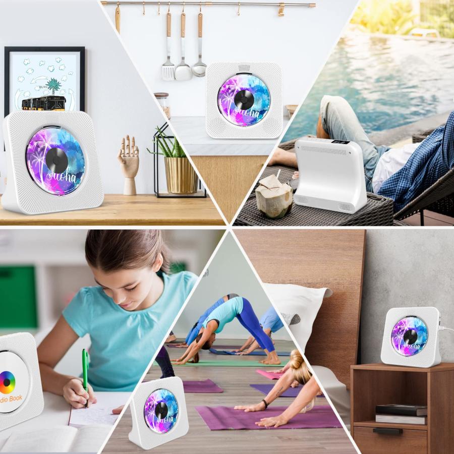 Fohil CDプレーヤー 卓上置き式 ラジカセ 多機能 防塵透明カバー付き Bluetooth/CD/FM/USB/AUXなどに対応 ラジオ LED : KENちゃんSHOP2-2-2 ...