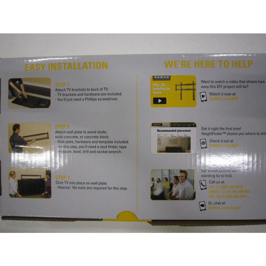 SANUS 中古未使用品 テレビ用壁掛け金具 VuePoint F55c-B2 薄型固定ウォールマウント 47-90インチ 58.0kgまで : あきばU-SHOP ヤフー店 - 通販 ...