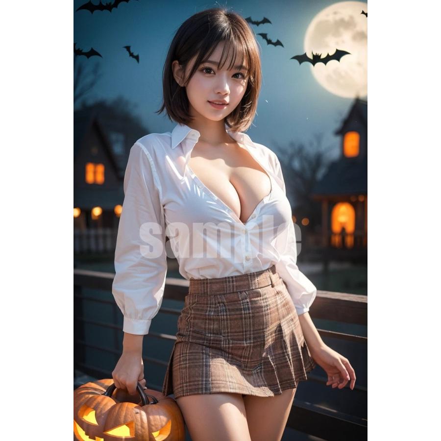 251001-135 ハロウィン女子 AI美女 巨乳 コスプレ パンチラ ポスター A4サイズ 高画質 光沢写真用紙 フチなし印刷 AIグラビア かわいい 美しい 美人 セクシー : アキバ ...