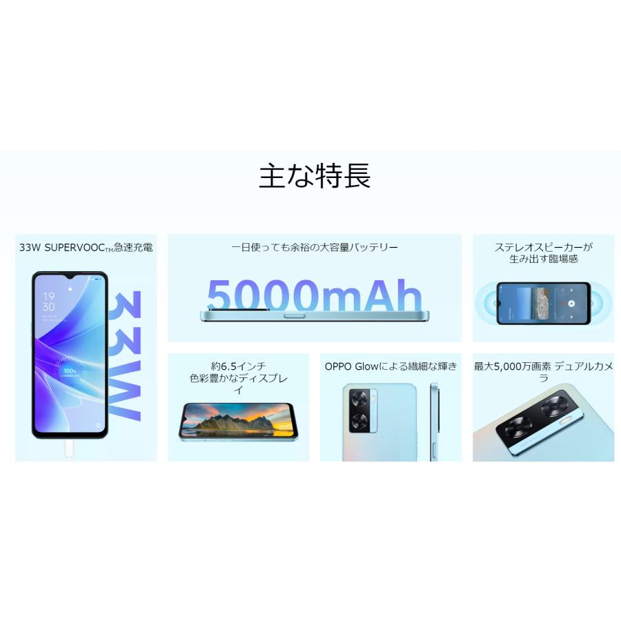OPPO A SIMフリー A77 CPH2385 ブルー RAM4GB ROM128GB 未開封品 [Blue] SIMフリー版 スマート ...