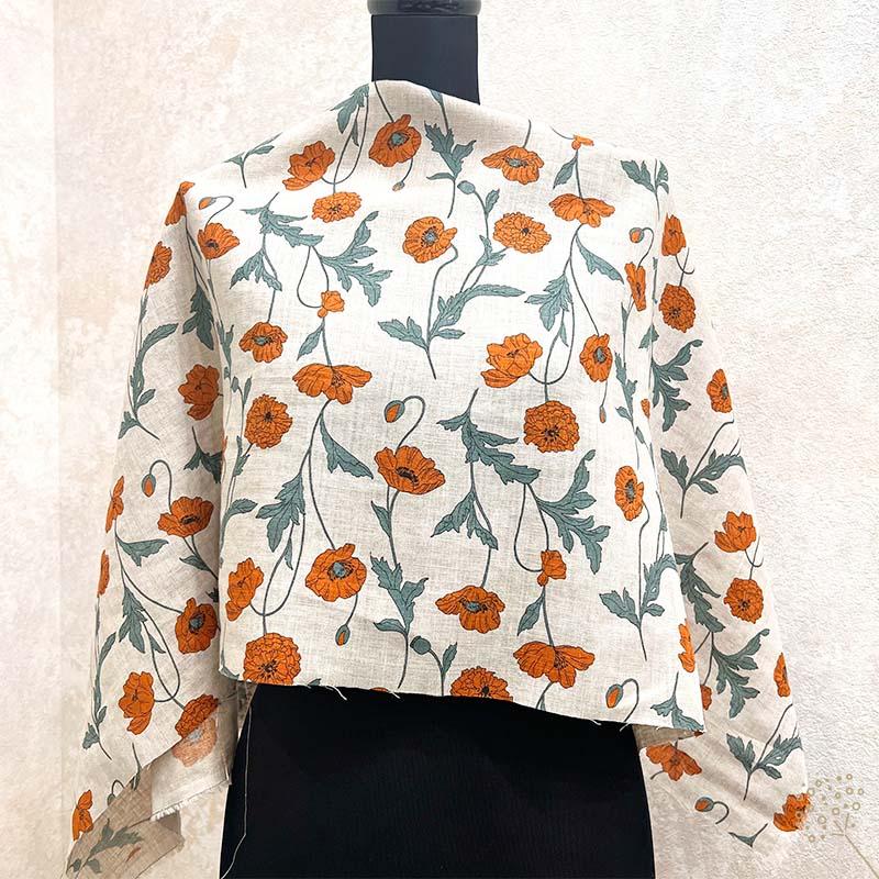 ポピー リネン シーチング 花柄 麻 くったり リネン100％ : OKB fabric - 通販 - Yahoo!ショッピング
