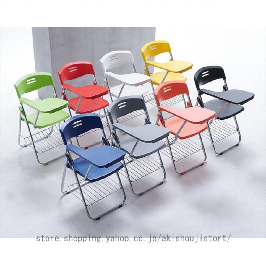 テーブル 付き 折りたたみ椅子 折りたたみチェア 背付き 組み立て不要 メモ台付き 軽量 コンパクト収納 会議 収納 パイプ椅子 パイプイス ミーティングチェア : 0c0-uv4 ...