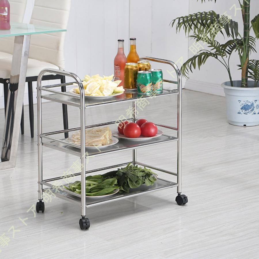配膳ワゴン 3段 キッチンカート ステンレス キッチンワゴン サービスカート 配膳車 サービスワゴン キャスター付き ブレーキ付き 移動便利 業務用 レストラン : 0c0-uv4 ...