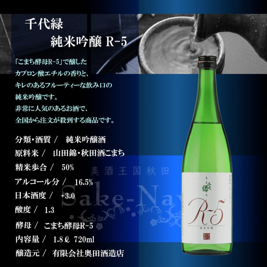 奥田酒造店 千代緑 純米吟醸 R-5 720ml : 美酒王国秋田Sake-Navi秋田まるごと市場店 - 通販 - Yahoo!ショッピング