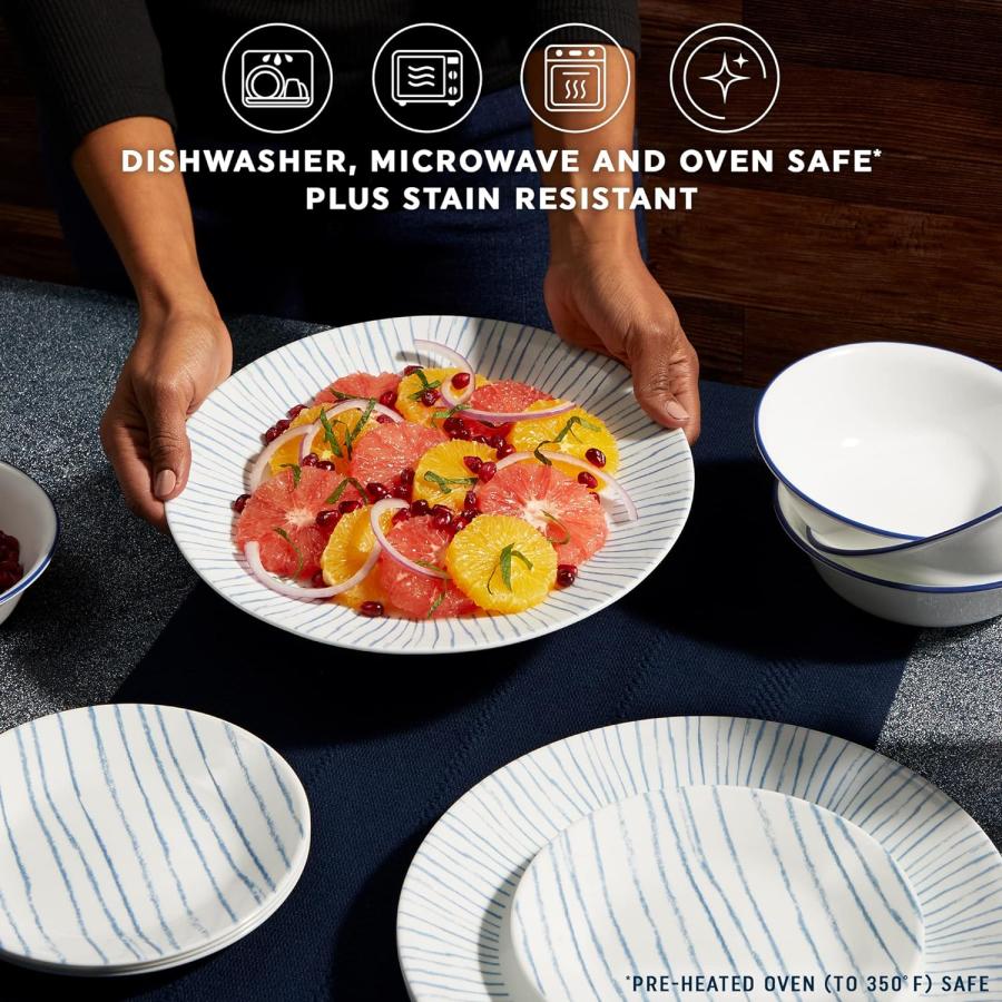 コレール 食器18点セット 食器セット ノーティカル ストライプ ディナーウェア お皿セット Corelle Dinnerware Set Nautical Stripes 大皿 小皿 スープ ...