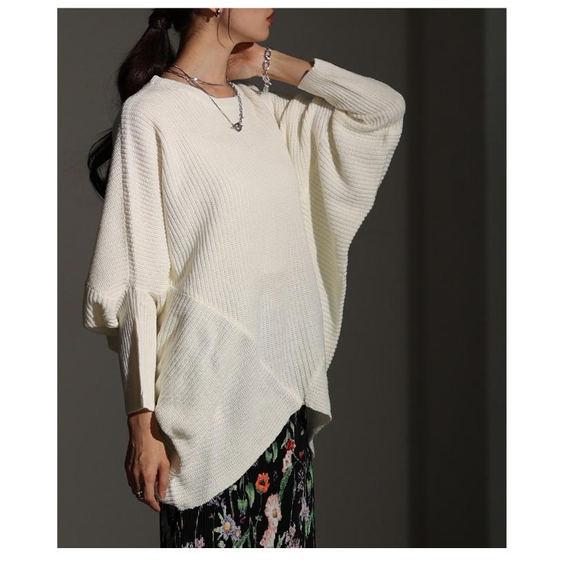 Sawa a la mode レディース トップス ニット セーター チュニック ブラック オフホワイト グレー 長袖 ドルマンスリーブ 大人可愛い きれいめ 30代 40代 50代 女性 ...