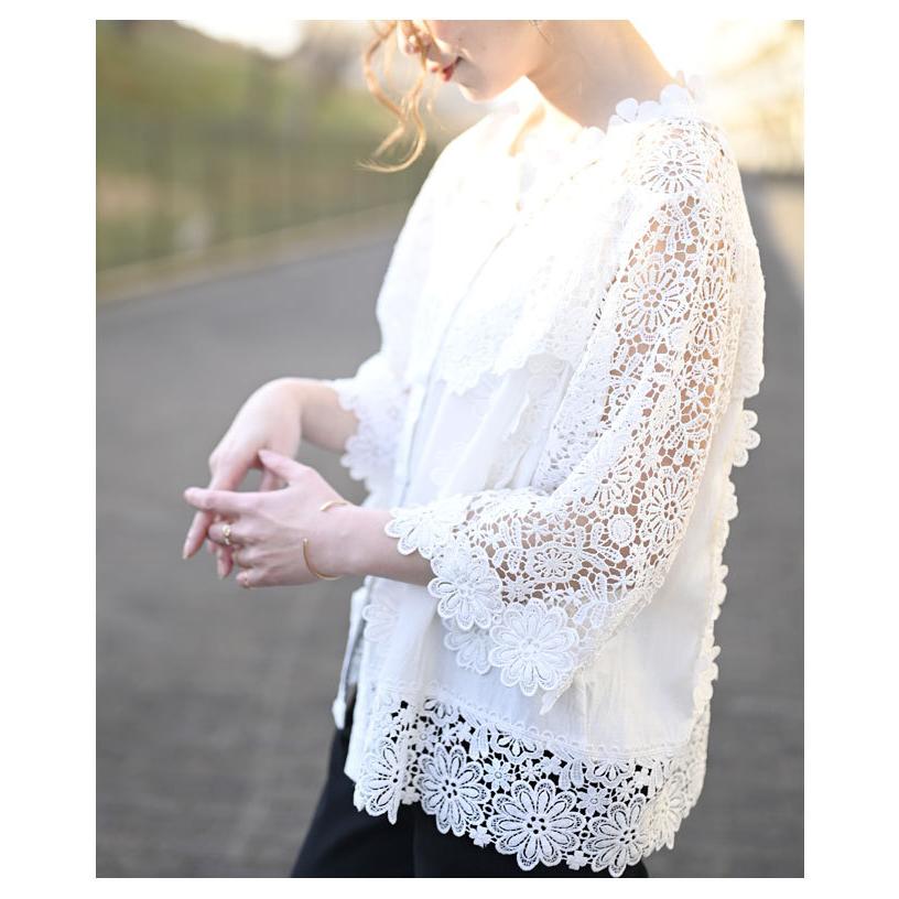 Sawa a la mode ブラウス レディース トップス ホワイト 花柄 Sawa a la mode ブラウス レディース トップス ホワイト 花柄