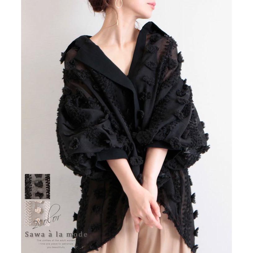 Sawa a la mode トップス ブラック ぽわん袖 シースルー 春 夏 Sawa a la mode トップス ブラック ぽわん袖 シースルー 春 夏