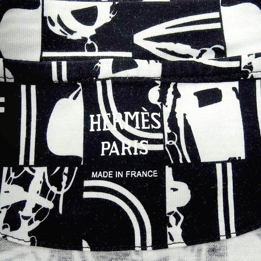 HERMES(エルメス) Brides de Gala en Desordre ストレートTシャツ ワンピース ブラック黒 ホワイト白 コットン ワンピース 2021年 アパレル ファッション 半袖 式典用馬勒 レディース 40802149731【中古】【アラモード】 HERMES エルメス Brides de Gala en Desordre ストレートTシャツ