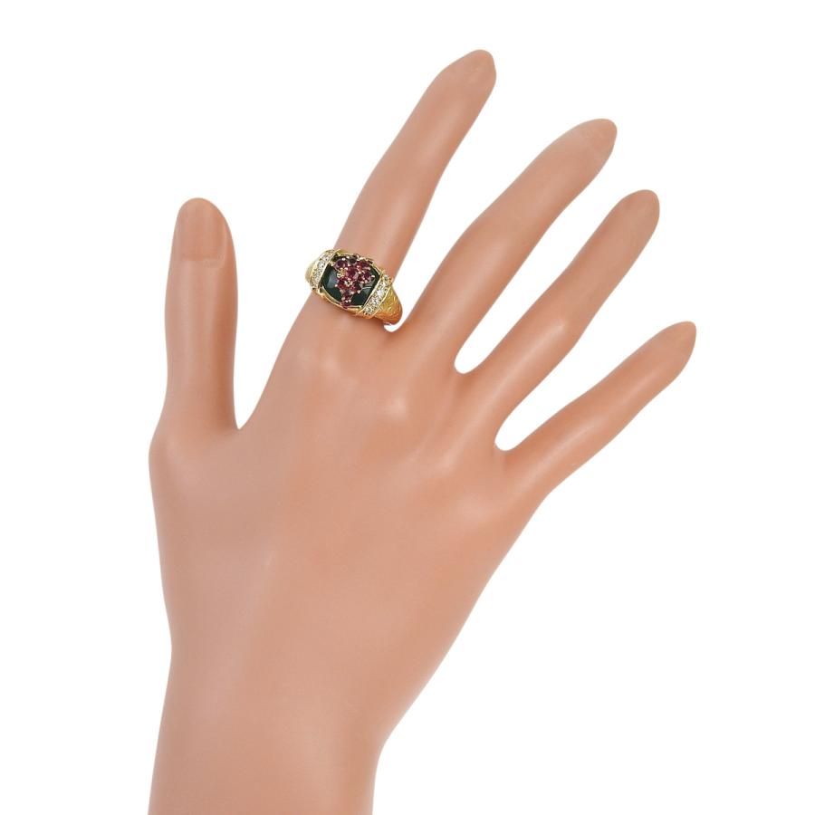 R0.77/D0.22 葡萄 ルビー ダイヤモンド リング K18 イエローゴールド YG 指輪 ジュエリー 14(54)号 金 赤 緑 ...