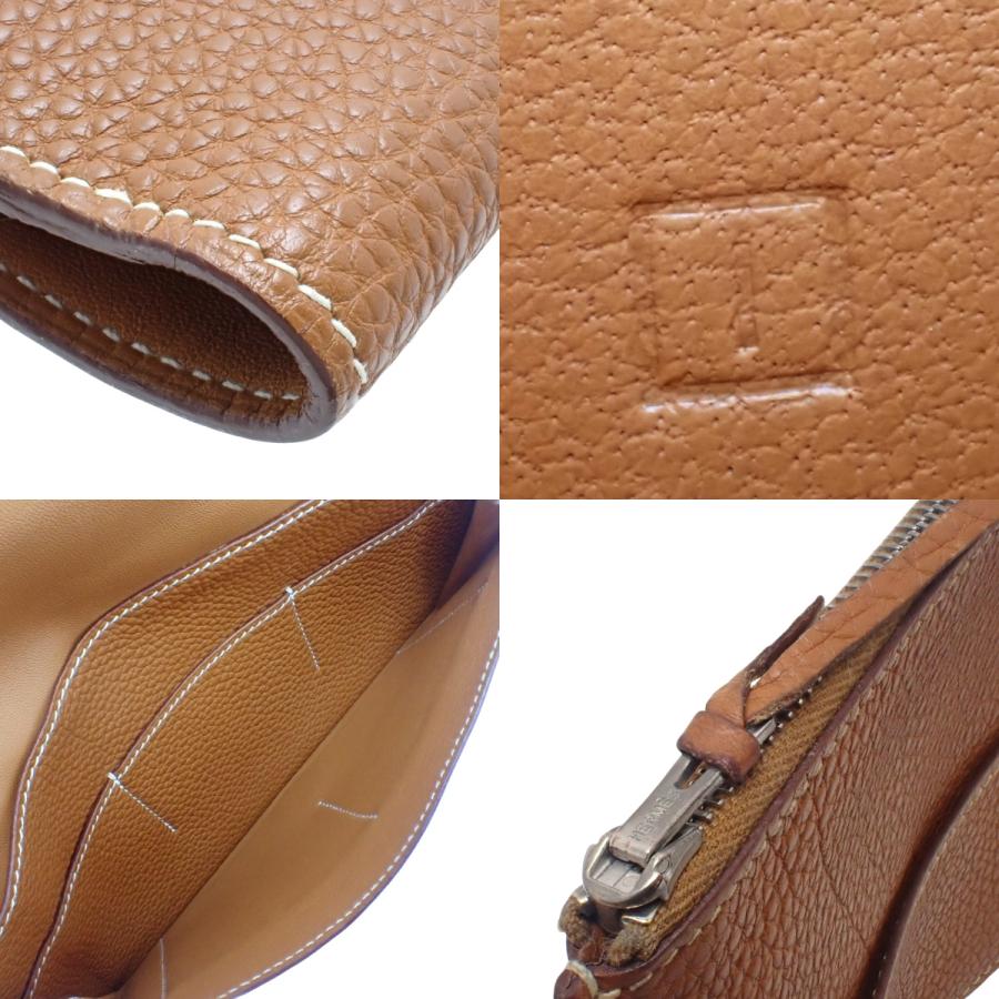 HERMES(エルメス) ドゴン デュオ ゴールド ブラウン茶 トゴ パラジウム金具 シルバー金具 □I刻印 ロングウォレット ドゴンGM 二つ折り 2つ折り 長財布 小物 レディース 40806000169【中古】【アラモード】 HERMES（エルメス） ドゴン デュオ ゴールド ブラウン茶 トゴ シルバー