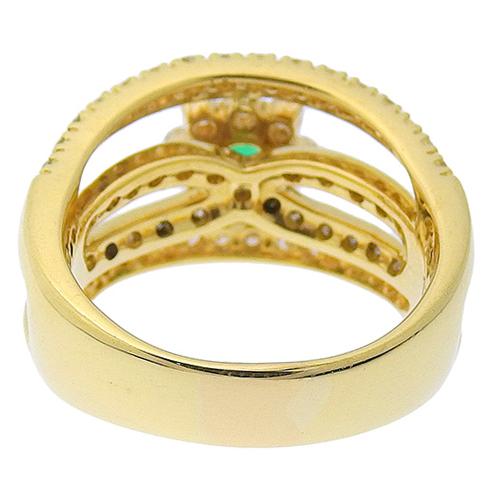 D1.33/E0.25 エメラルド ダイヤモンド フラワーリング K18 イエローゴールド YG 16(56)号 グリーン緑 ...