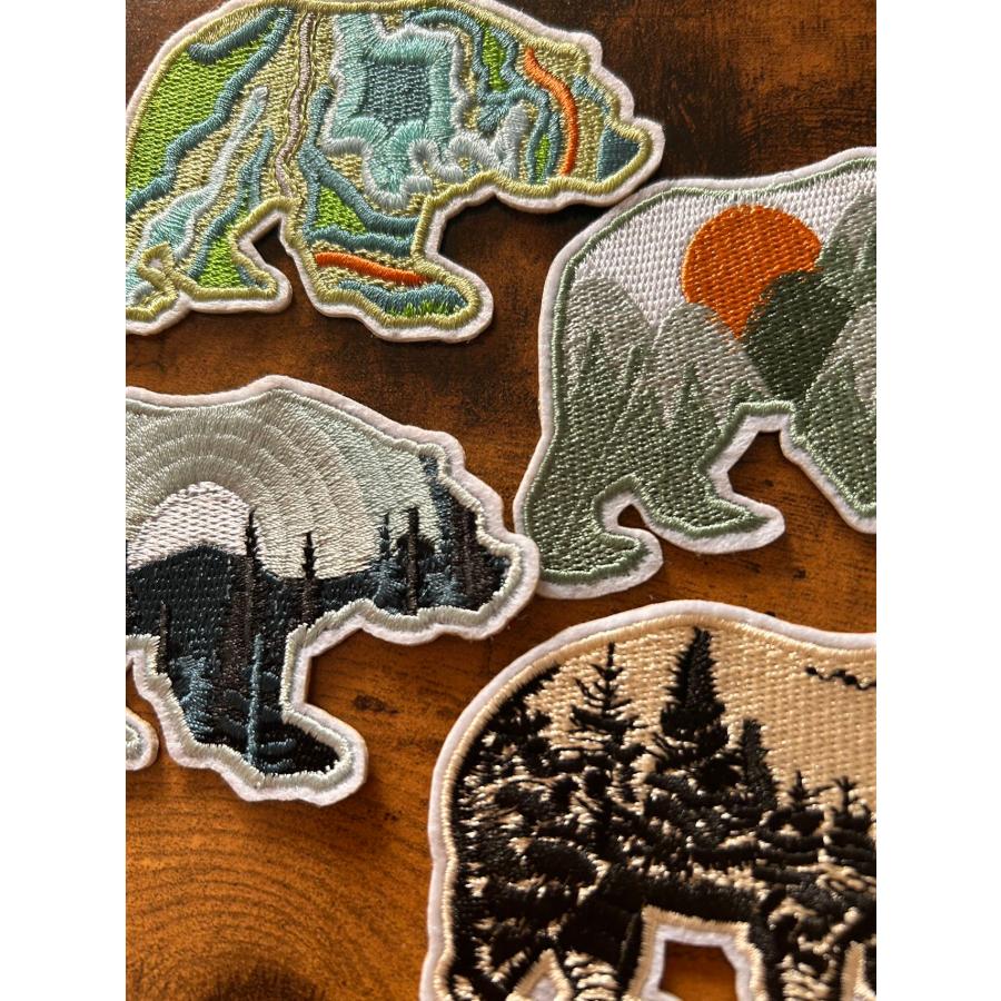 刺繍ワッペン アイロンワッペン アプリケ 熊 くま アウトドア キャンプ リュック カバン 収納袋 登山ウェア カスタム 補修 4枚セット A1 : G&Q - 通販 - Yahoo!ショッピング