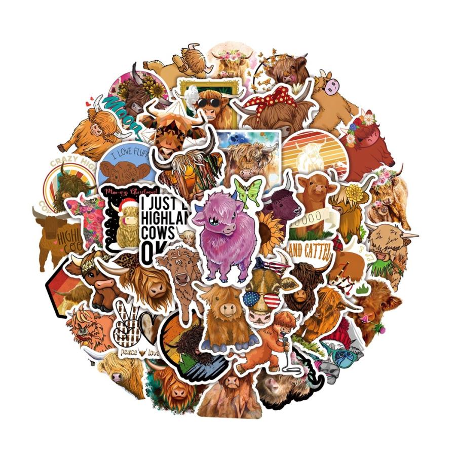 ハイランド牛 スコットランド 牛 高地牛 酪農 農業 シール ステッカー50枚EHA :24030802:G&Q - 通販 - Yahoo!ショッピング