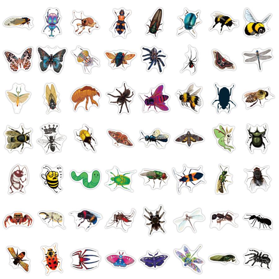 昆虫 虫 クモ カブトムシ ハチ セミ 蚊 ハエ 蝶 シール ステッカー50枚 : G&Q - 通販 - Yahoo!ショッピング