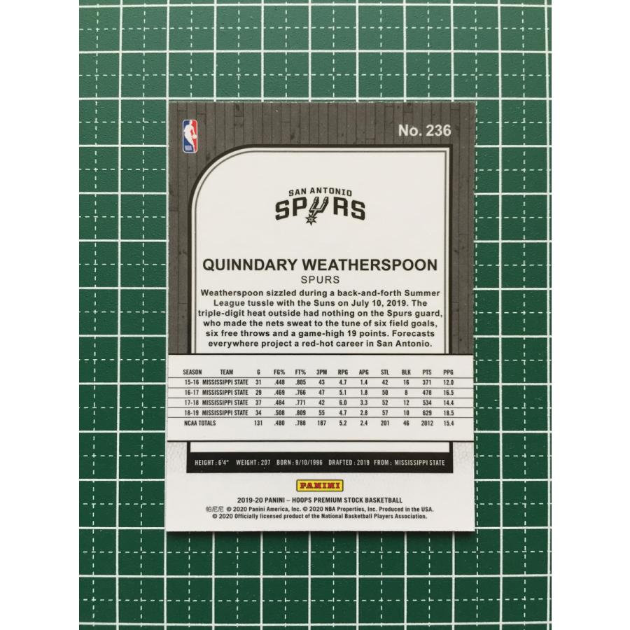 ★PANINI 2019-20 NBA HOOPS PREMIUM STOCK #236 QUINNDARY WEATHERSPOON[SAN ...