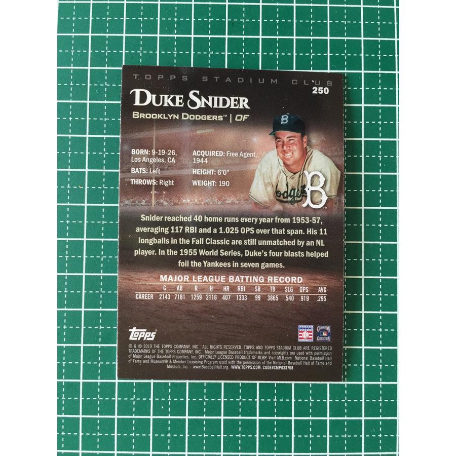 ★TOPPS MLB 2019 STADIUM CLUB BASEBALL #250 DUKE SNIDER[BROOKLYN DODGERS]ベースカード 19★ : カードショップ テソー ...