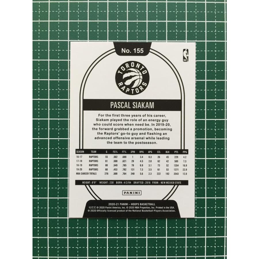 ★PANINI 2020-21 NBA HOOPS #155 PASCAL SIAKAM[TORONTO RAPTORS]ベースカード「BASE」★ :2020-21-HOOPS-081 ...