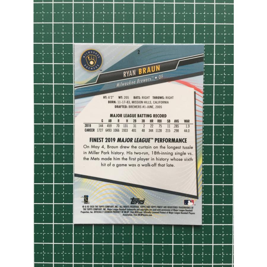 ★TOPPS MLB 2020 FINEST #2 RYAN BRAUN[MILWAUKEE BREWERS]ベースカード 20★ :2020 ...