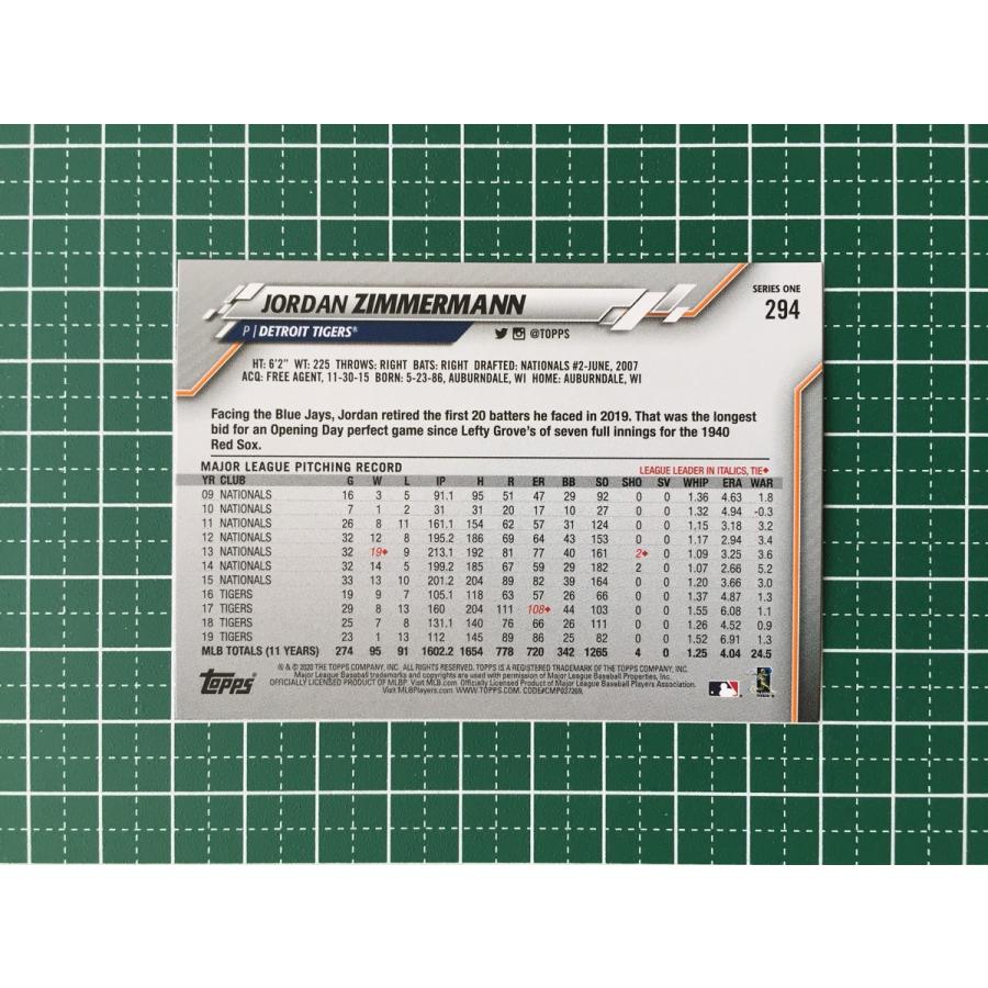 ★TOPPS MLB 2020 SERIES 1 #294 JORDAN ZIMMERMANN[DETROIT TIGERS]ベースカード 20★ : カードショップ テソーロ ヤフー店 ...