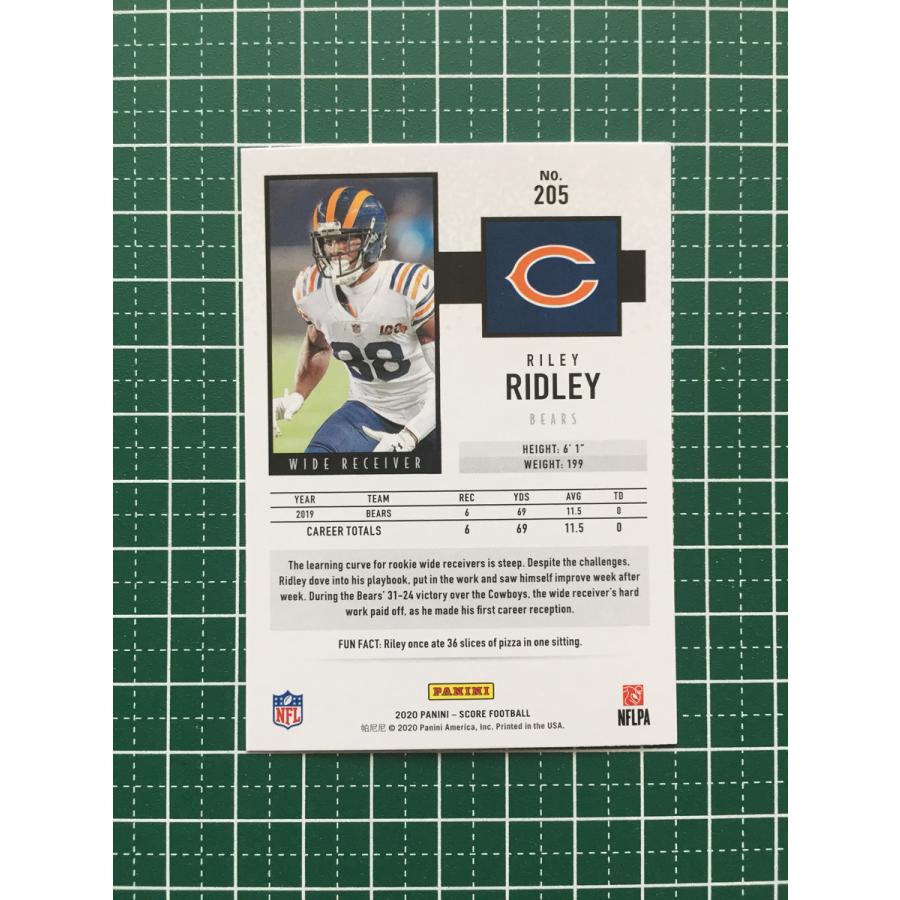 ★PANINI 2020 NFL SCORE FOOTBALL #205 RILEY RIDLEY[CHICAGO BEARS]ベースカード ...