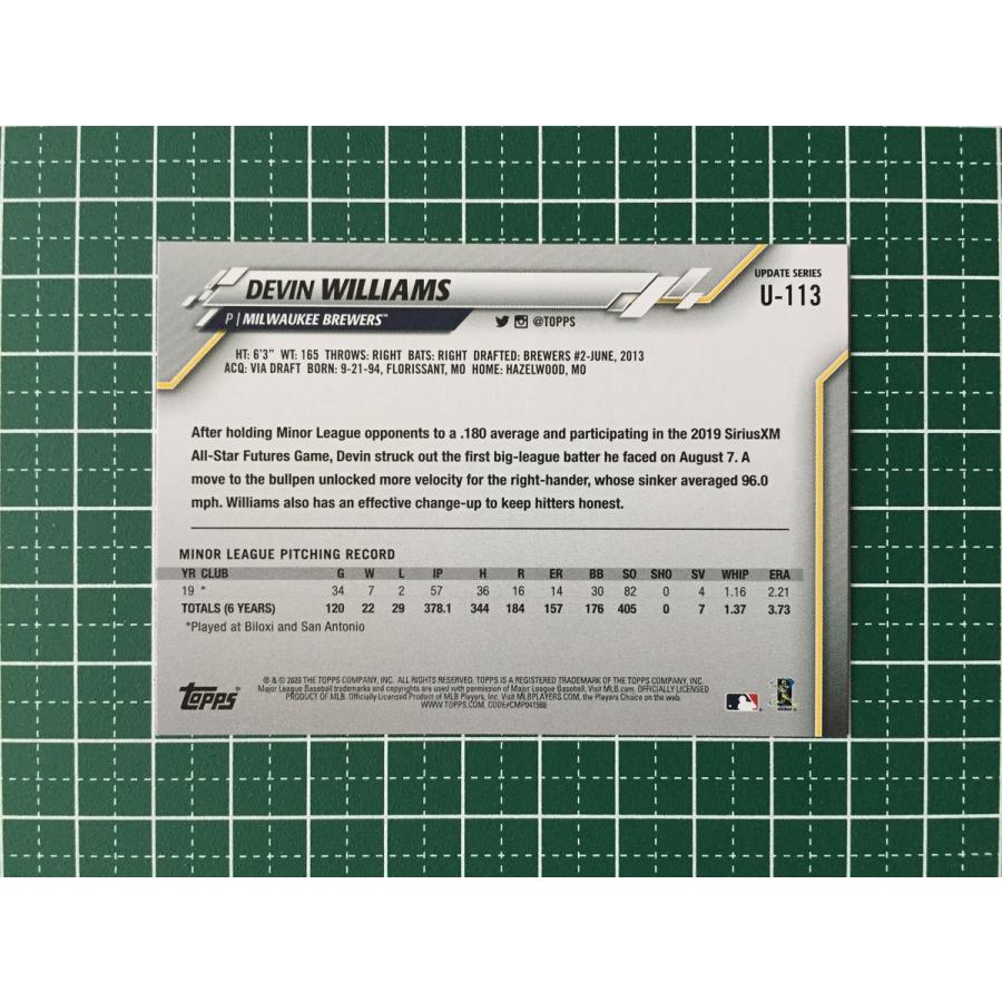 ★TOPPS MLB 2020 UPDATE SERIES #U-113 DEVIN WILLIAMS[MILWAUKEE BREWERS ...