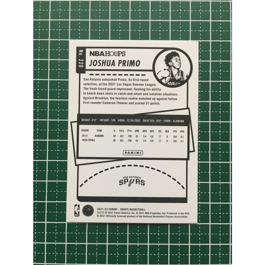 ★PANINI 2021-22 NBA HOOPS #220 JOSHUA PRIMO[SAN ANTONIO SPURS]ベースカード ...