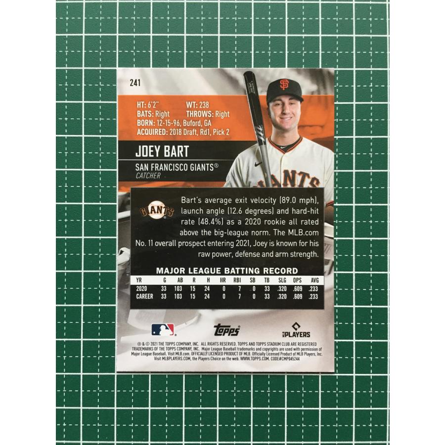 ★TOPPS MLB 2021 STADIUM CLUB #241 JOEY BART[SAN FRANCISCO GIANTS]ベースカード「BASE」ルーキー RC★ : カードショップ ...