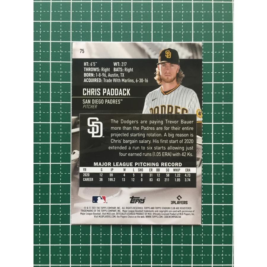★TOPPS MLB 2021 STADIUM CLUB #75 CHRIS PADDACK[SAN DIEGO PADRES]ベースカード ...