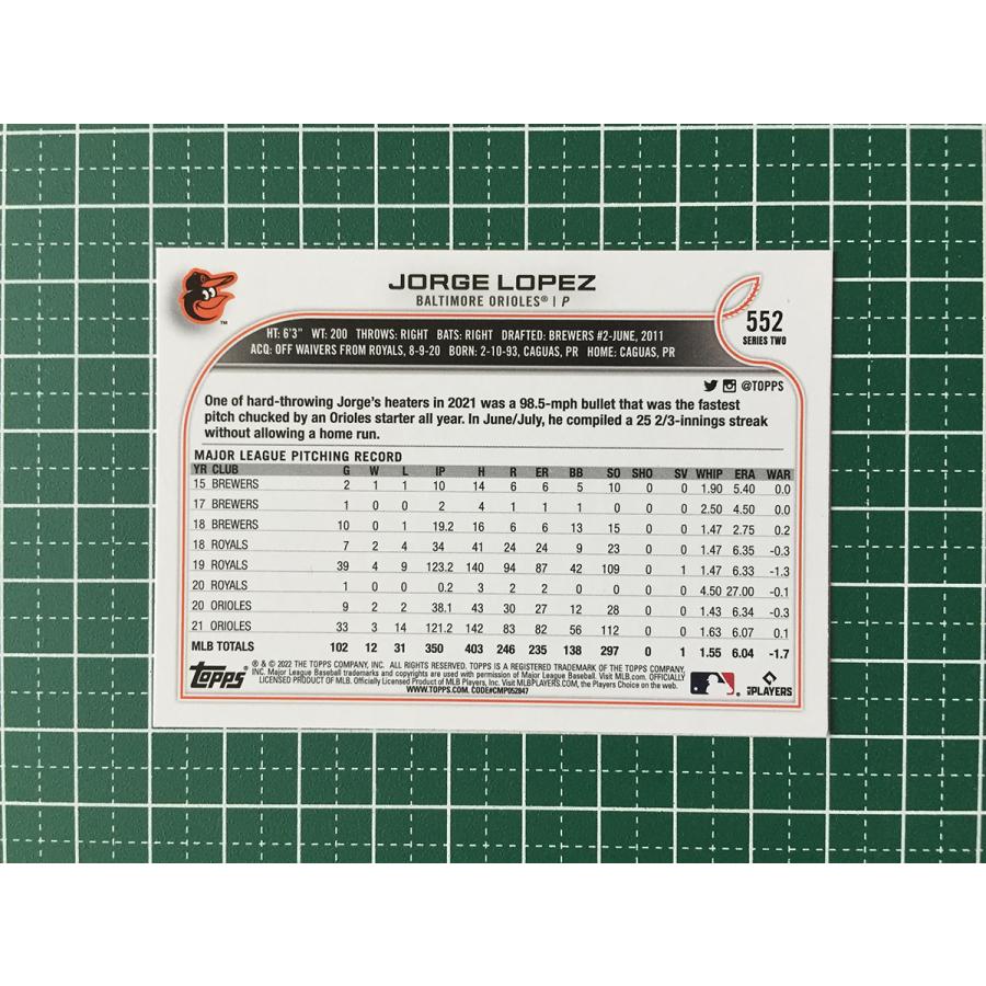 ★TOPPS MLB 2022 SERIES 2 #552 JORGE LOPEZ[BALTIMORE ORIOLES]ベースカード「BASE」★ : 2022-mlb-series2-552 ...