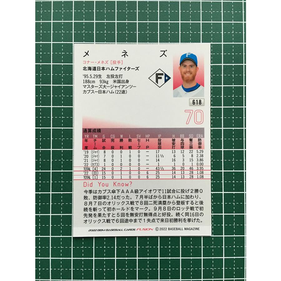 ★BBM 2022 FUSION #618 コナー・メネズ[北海道日本ハムファイターズ]レギュラーカード「1stバージョン アップデート版」★ : bbm-2022-fusion-118 ...