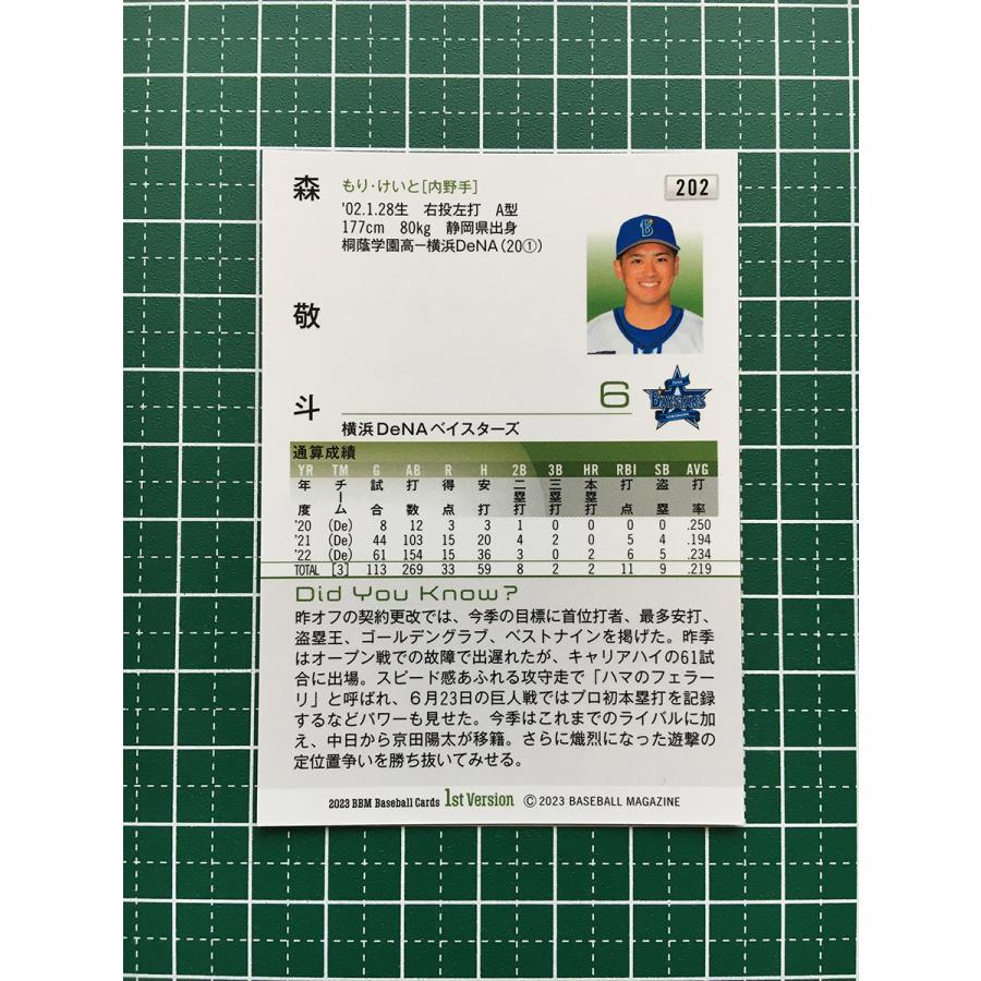 ★BBM 2023 1st バージョン #202 森敬斗[横浜DeNAベイスターズ]レギュラーカード★ :BBM-2023-1ST-202:カードショップ テソーロ ヤフー店 - 通販 ...