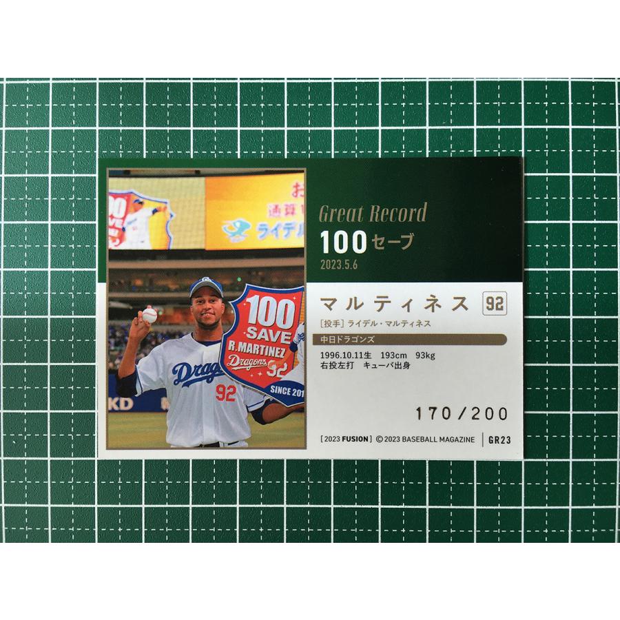 ★BBM 2023 FUSION #GR23 ライデル・マルティネス[中日ドラゴンズ]インサートカード「GREAT RECORD」キウイグリーン箔サイン 200枚限定★ : カードショップ テ ...