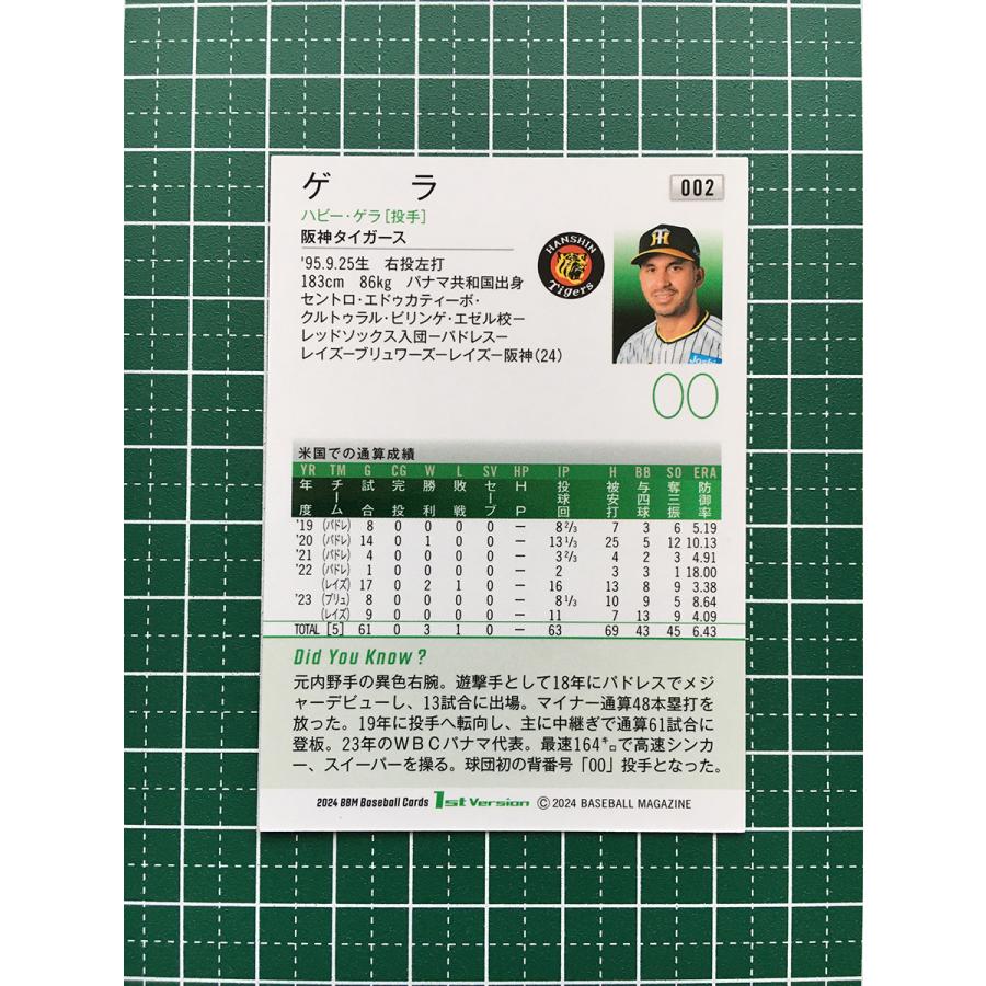 ★BBM 2024 1stバージョン #002 ハビー・ゲラ[阪神タイガース]レギュラーカード★ : カードショップ テソーロ ヤフー店 - 通販 - Yahoo!ショッピング