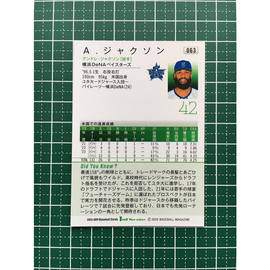 ★BBM 2024 1stバージョン #063 アンドレ・ジャクソン[横浜DeNAベイスターズ]レギュラーカード★ : カードショップ テソーロ ヤフー店 - 通販 - Yahoo!ショッピング
