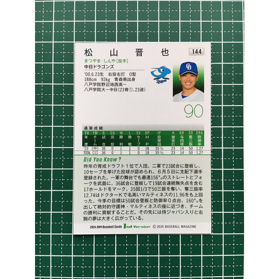 ★BBM 2024 1stバージョン #144 松山晋也[中日ドラゴンズ]レギュラーカード★ : カードショップ テソーロ ヤフー店 - 通販 - Yahoo!ショッピング